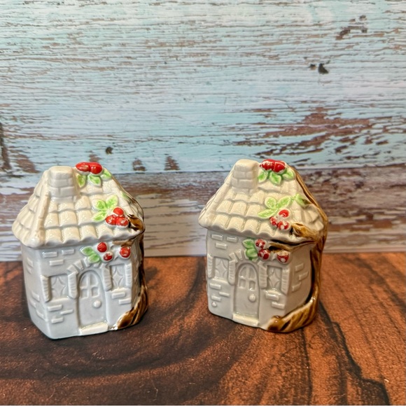 Holiday | Vintage White Cottage With Cherry Trees Ceramic Salt Pepper ...